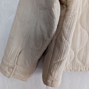 Zara | Jackets & Coats | Zara Cream Quilted Jacket Overshirt Oversized ...